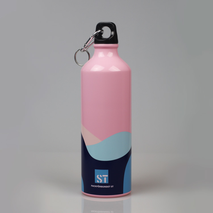 Vattenflaska - Rosa - Aluminium - Fackförbundet ST